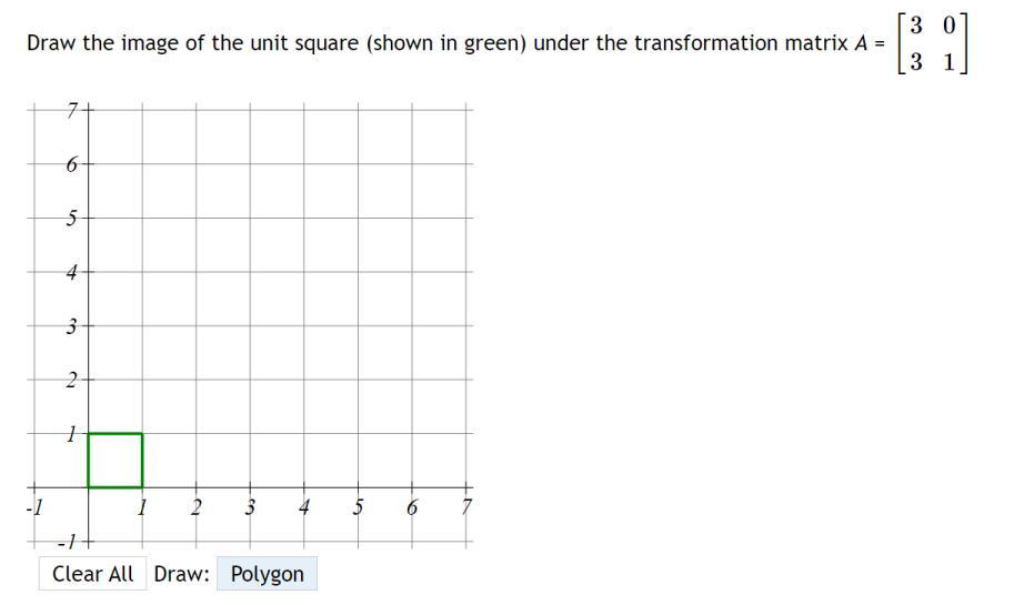Solved Draw the image of the unit square (shown in green) | Chegg.com