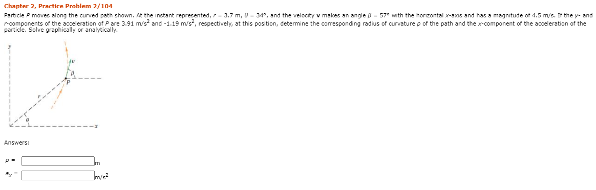 Solved Chapter 2, Practice Problem 2/104 Particle P moves | Chegg.com