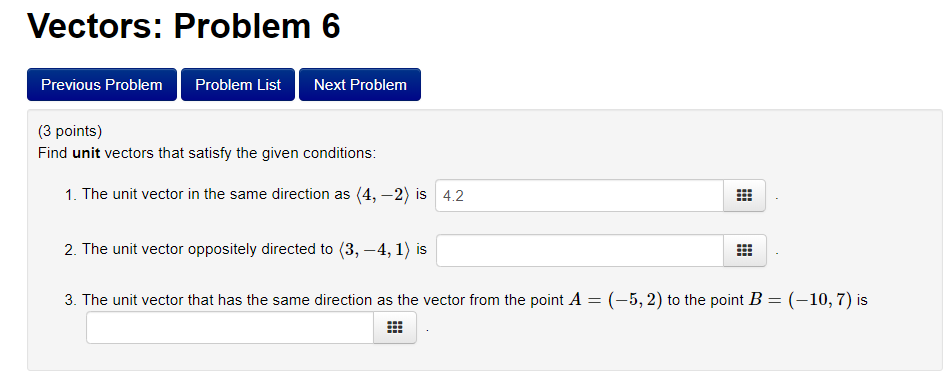 Solved Vectors: Problem 6 Previous Problem Next Problem (3 | Chegg.com