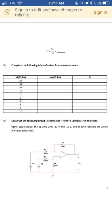 Solved all ITFw令 10:11 AM * 53% Lab #4 OpAmps EE210 | Chegg.com