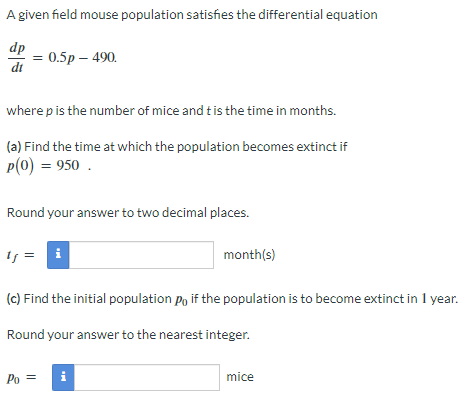 Solved A given field mouse population satisfies the | Chegg.com