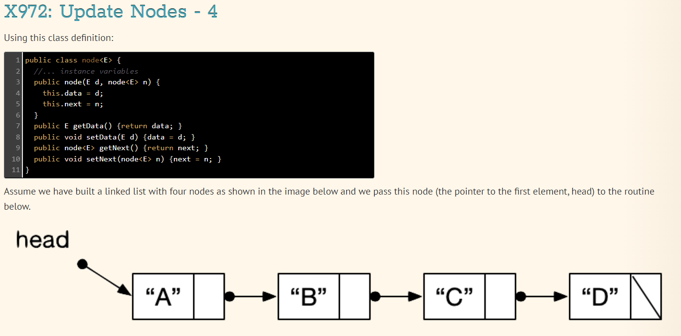 Solved X970: Update Nodes - 2 Using this class definition: 1 | Chegg.com