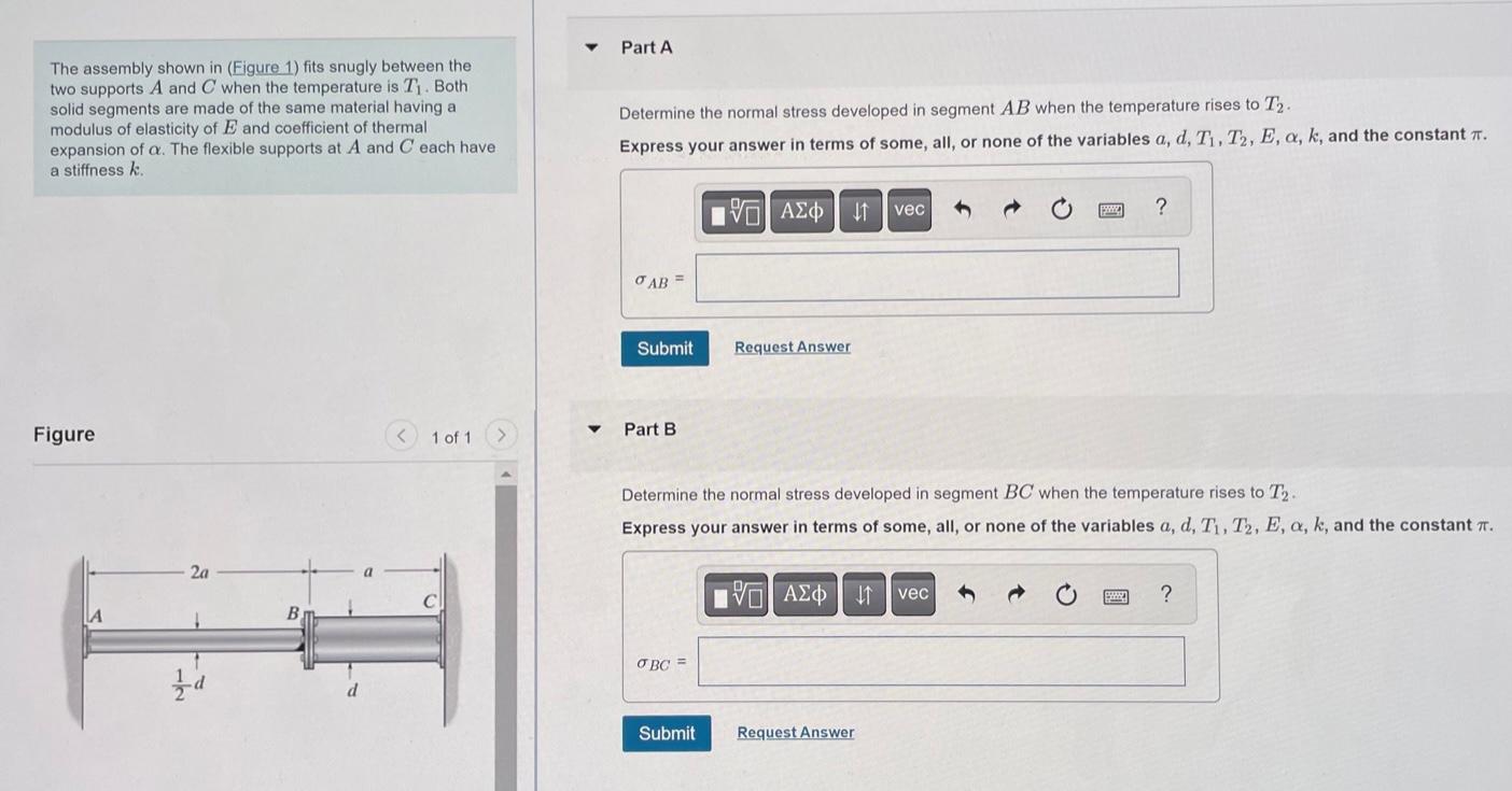 The assembly shown in (Figure 1) fits snugly between | Chegg.com