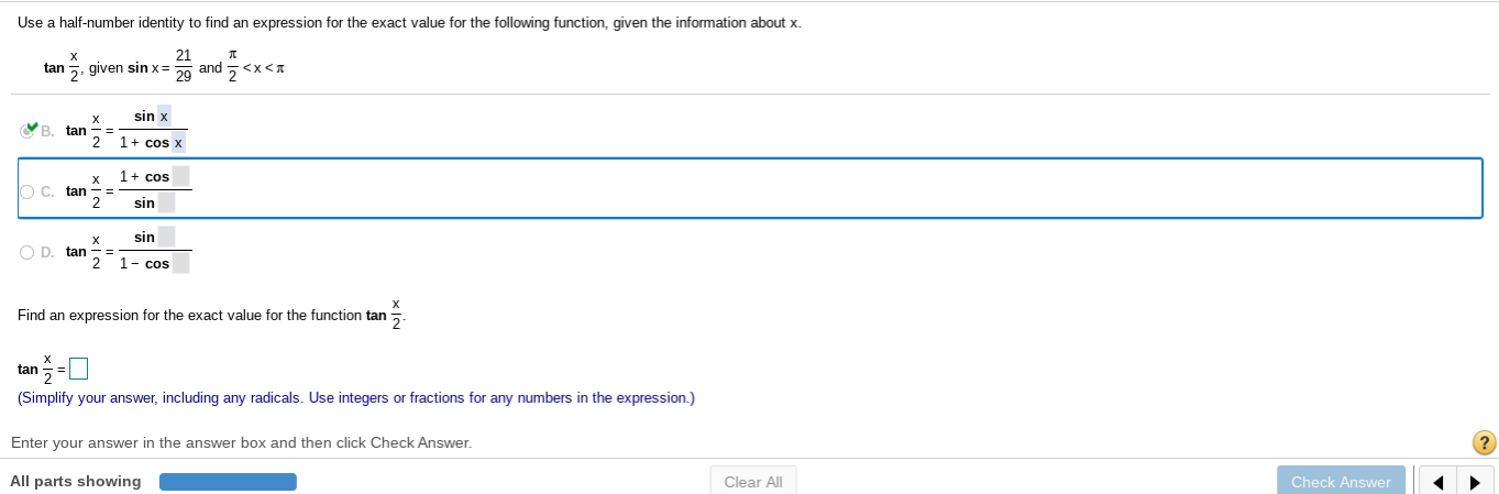 Solved Use a half-number identity to find an expression for | Chegg.com