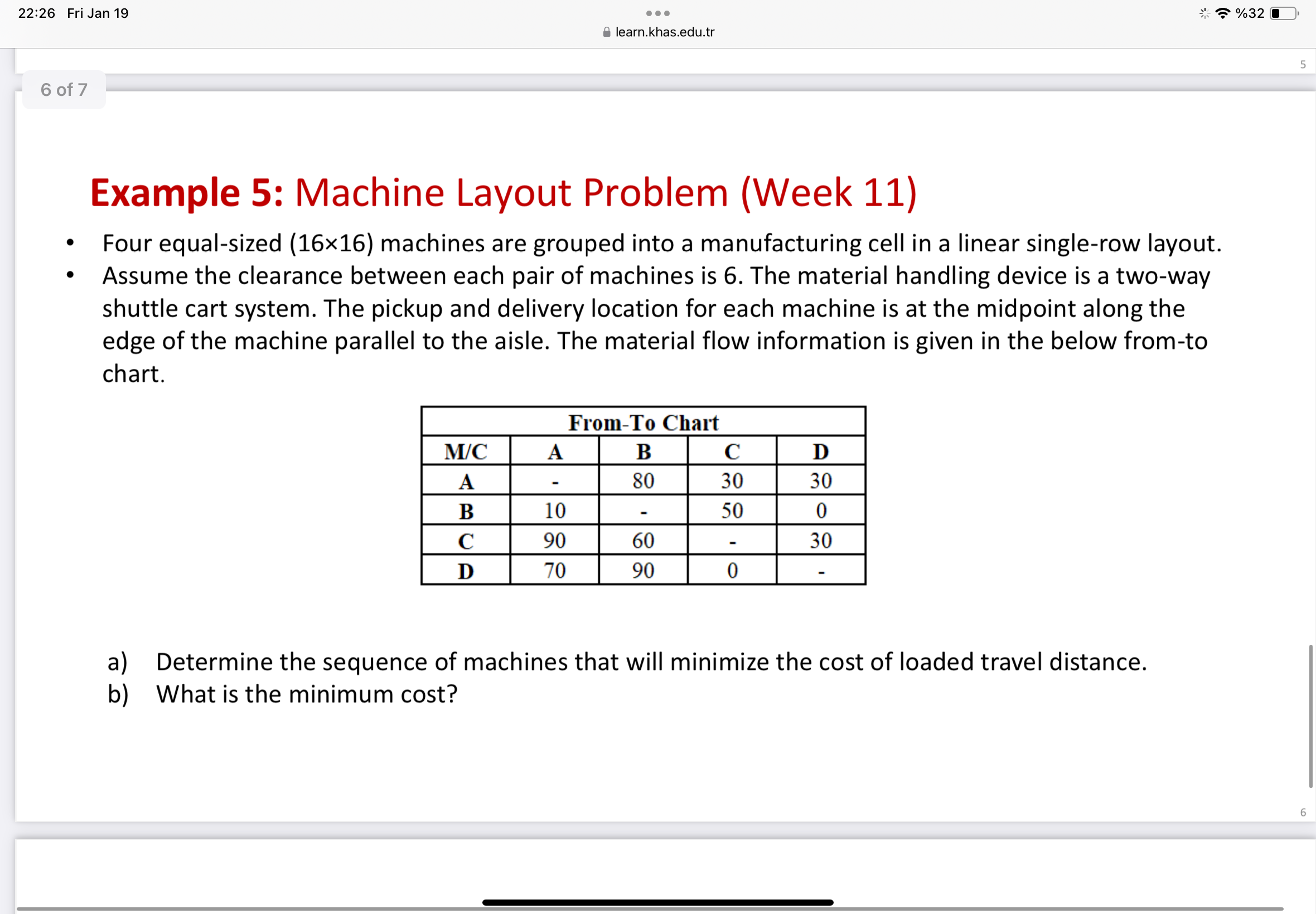 Solved Example 5 Machine Layout Problem Week 11 Four
