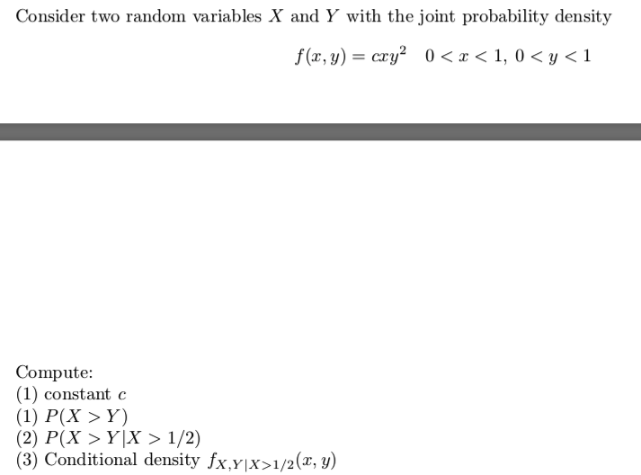 Solved Consider two random variables X and Y with the joint | Chegg.com