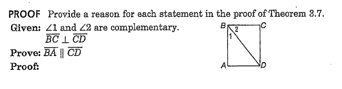 Solved PROOF Provide a reason for each statement in the | Chegg.com