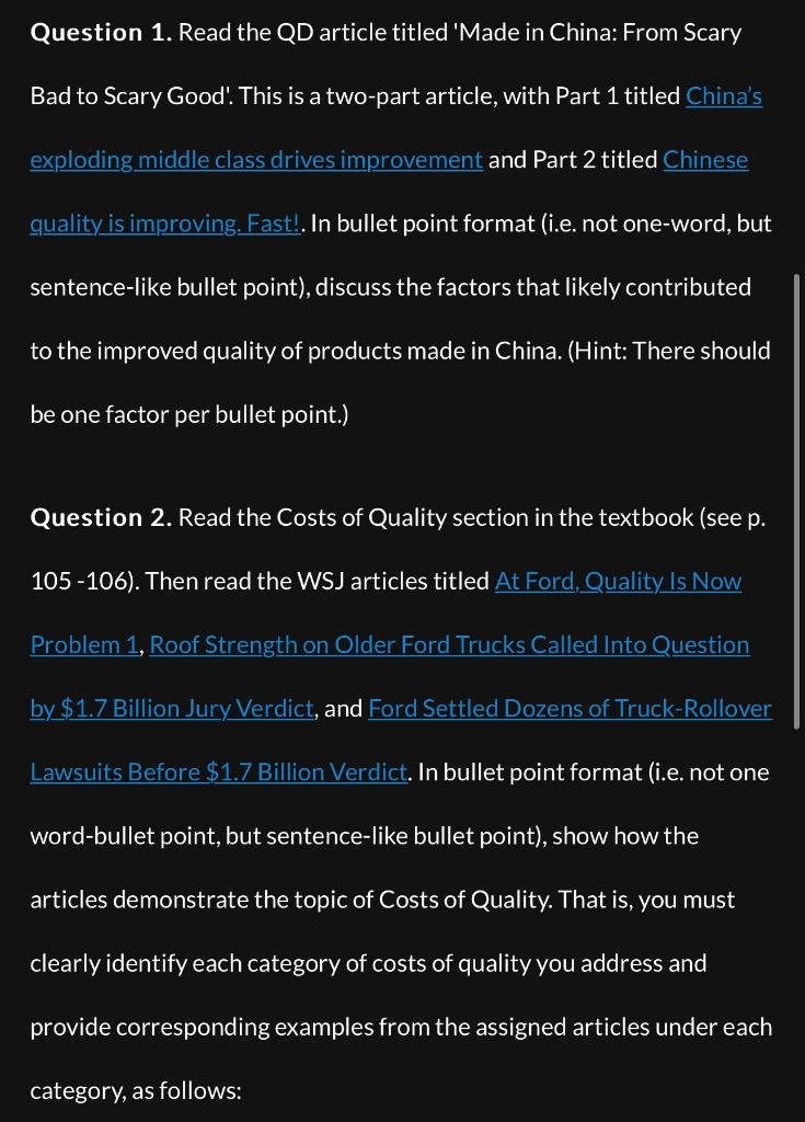Solved provide corresponding examples from the assigned | Chegg.com