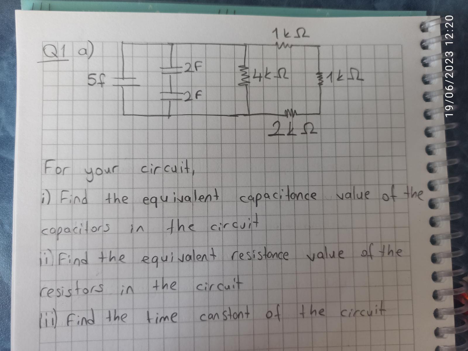 Solved For your circuit, i) Find the equivalent capacitance | Chegg.com