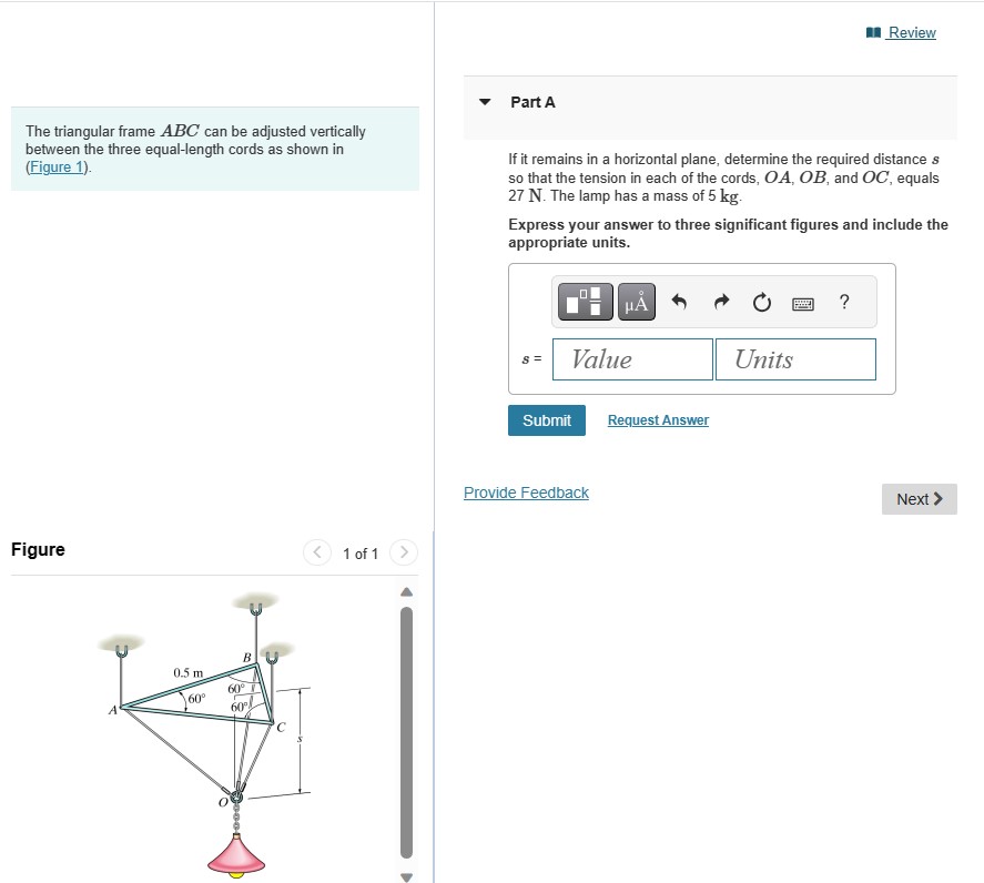 Solved The triangular frame ABC can be adjusted vertically | Chegg.com