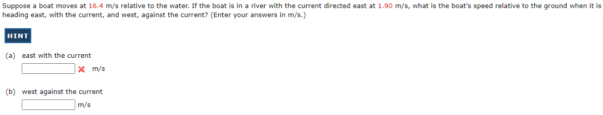 Solved Suppose A Boat Moves At 16 4 M S Relative To The