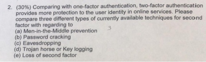 Solved (3096) Comparing with one-factor authentication, | Chegg.com