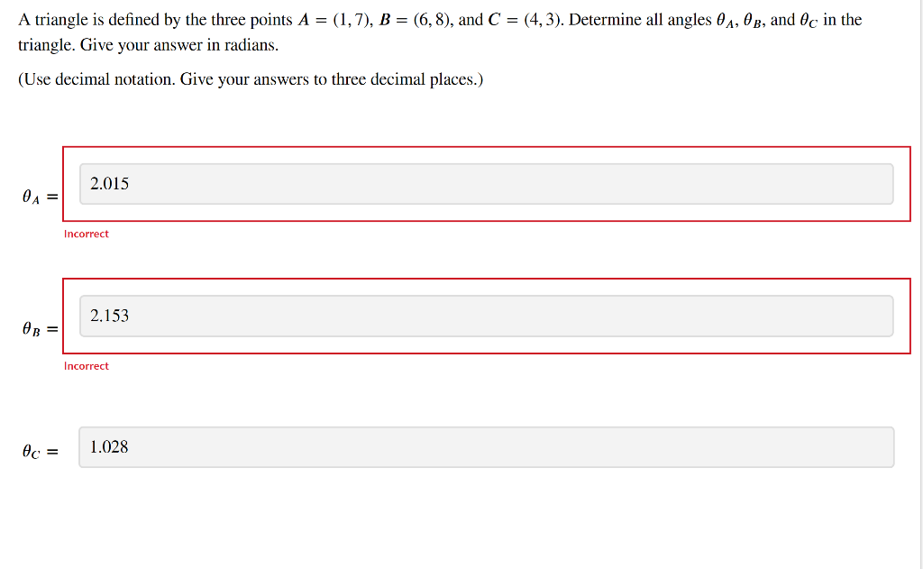 Solved A triangle is defined by the three points | Chegg.com