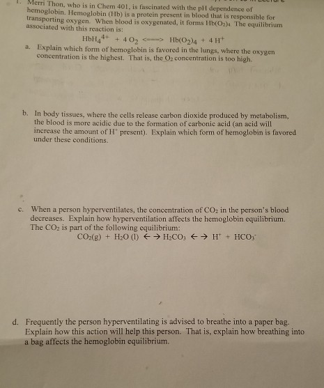 Solved Merri Thon, who is in Chem 401, is fascinated with | Chegg.com
