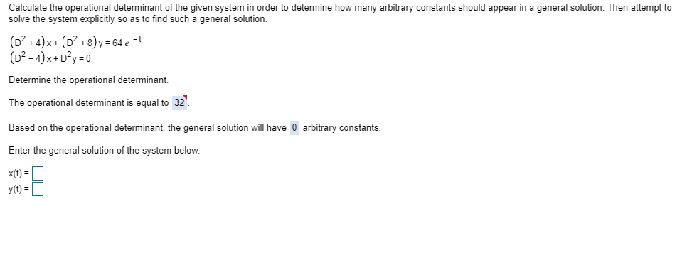 Solved Calculate the operational determinant of the given | Chegg.com