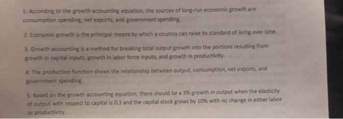 Solved 2: According to the growth accounting equation, the | Chegg.com