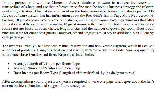 Solved In this project, you will use Microsoft Access | Chegg.com