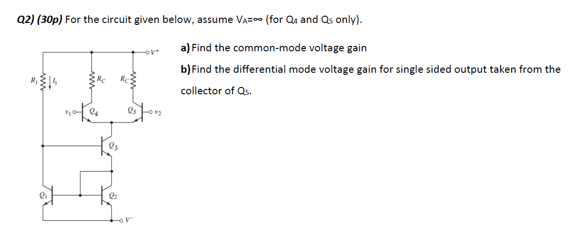 Solved Q2) (30p) For the circuit given below, assume VA=-- | Chegg.com