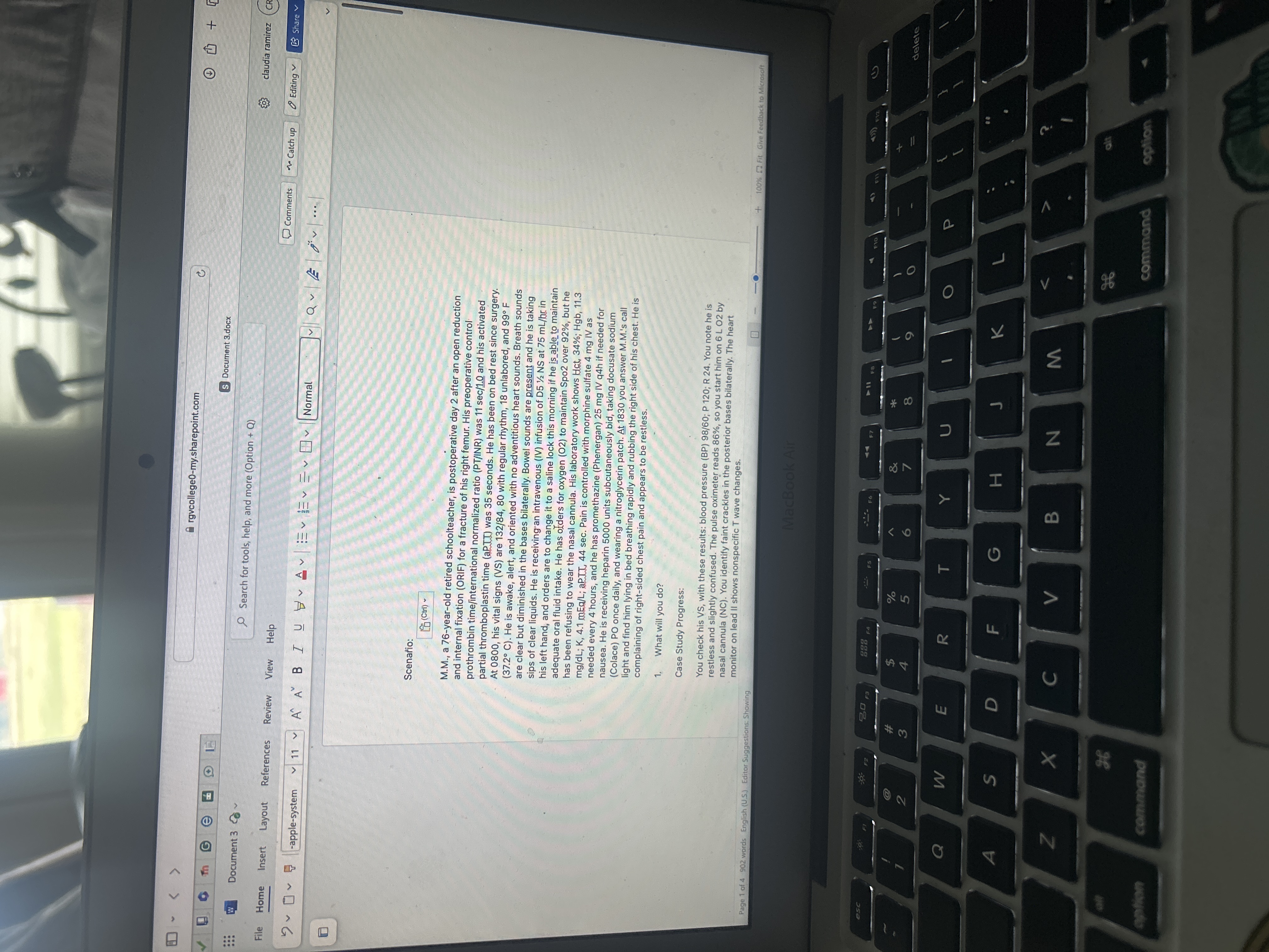 Solved Scenario:M.M., ﻿a 76-year-old retired schoolteacher, | Chegg.com