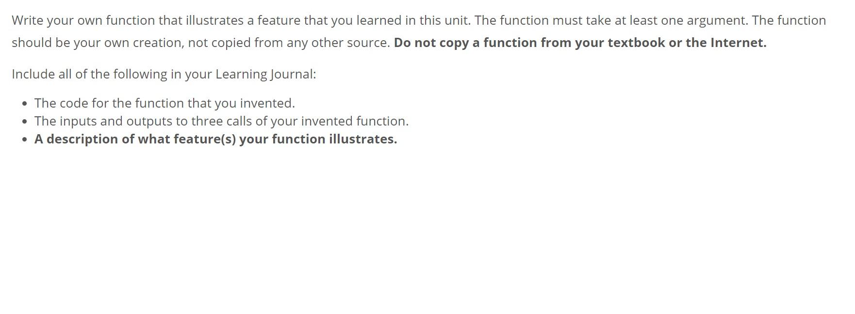 Solved Write your own function that illustrates a feature | Chegg.com