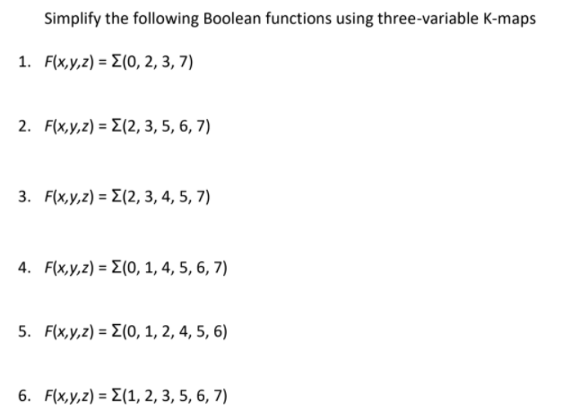 Solved Simplify the following Boolean functions using | Chegg.com