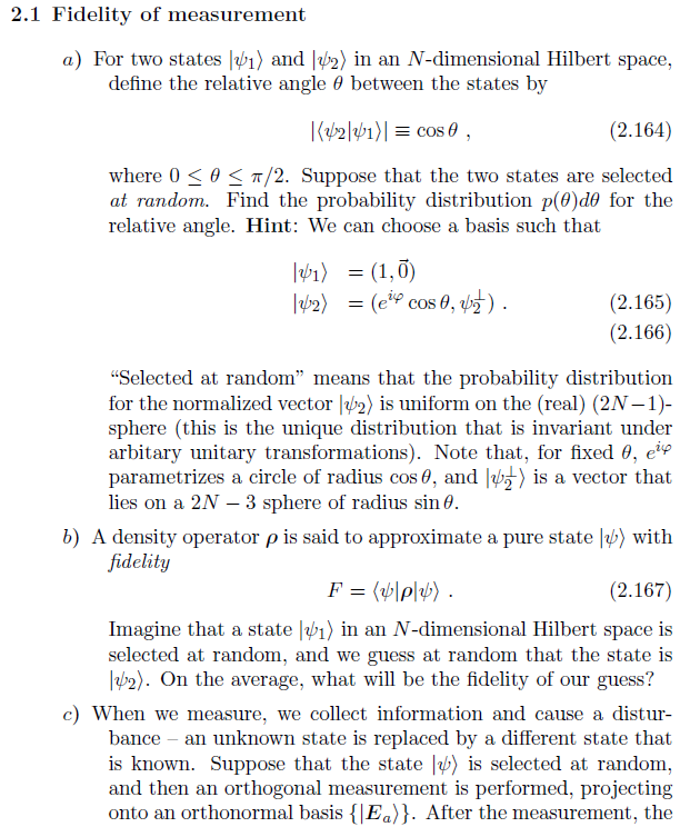2.1 Fidelity of measurement a) For two states (V1) | Chegg.com