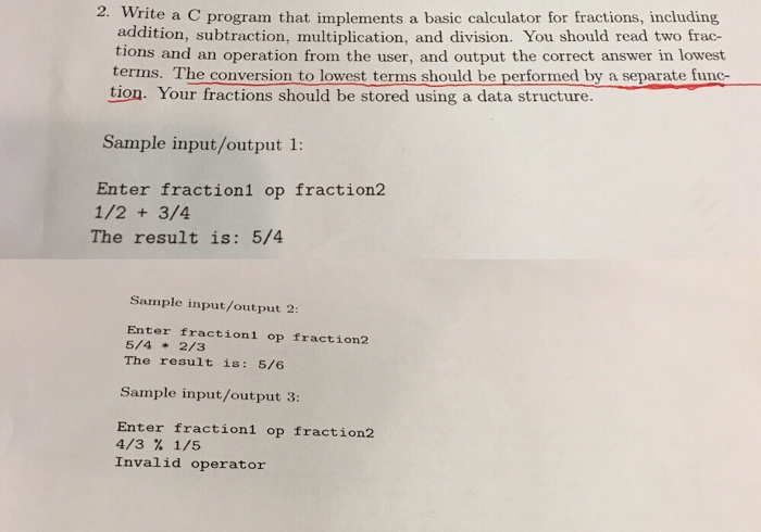 Solved 2. Write a C program that implements a basic | Chegg.com
