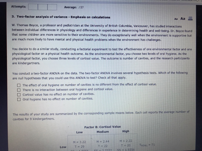 Solved Attempts: Average: /17 3. Two-factor analysis of | Chegg.com
