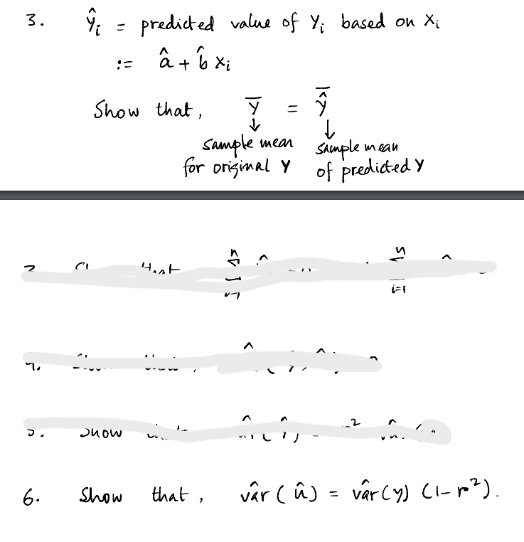 Solved 3. y^i= predicted value of yi based on xi :=a^+b^xi | Chegg.com