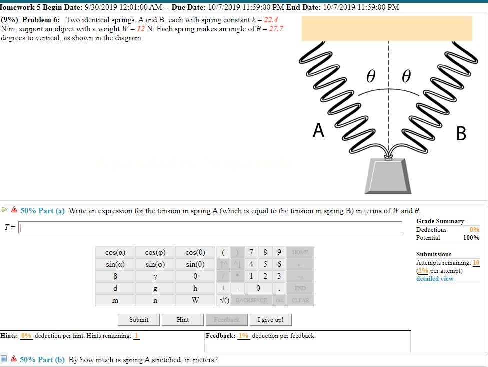 Solved: Two Identical Springs, A And B, Each With S... | Chegg.com