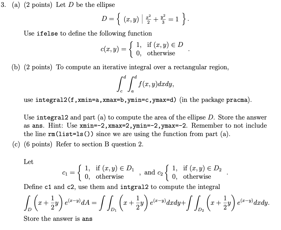 Solved 3. (a) (2 points) Let D be the ellipse | Chegg.com