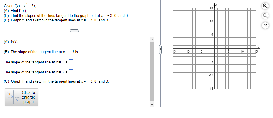 Solved Given f(x)=x2−2x (A) Find f′(x) (B) Find the slopes | Chegg.com