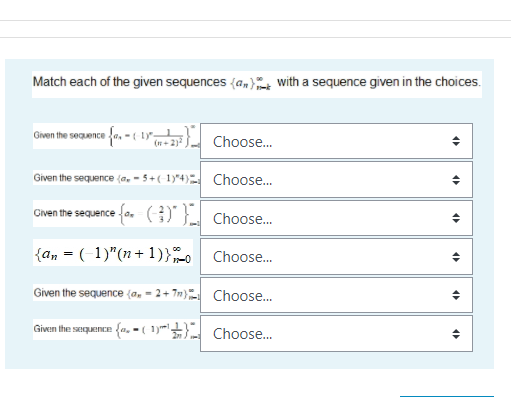 Solved Match each of the given sequences {annt with a | Chegg.com