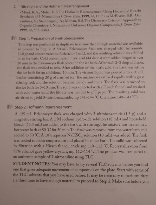 Solved 2. Nitration and the Hofmann Rearrangement | Chegg.com
