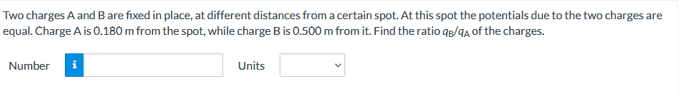 Solved Two charges A and B are fixed in place, at different | Chegg.com
