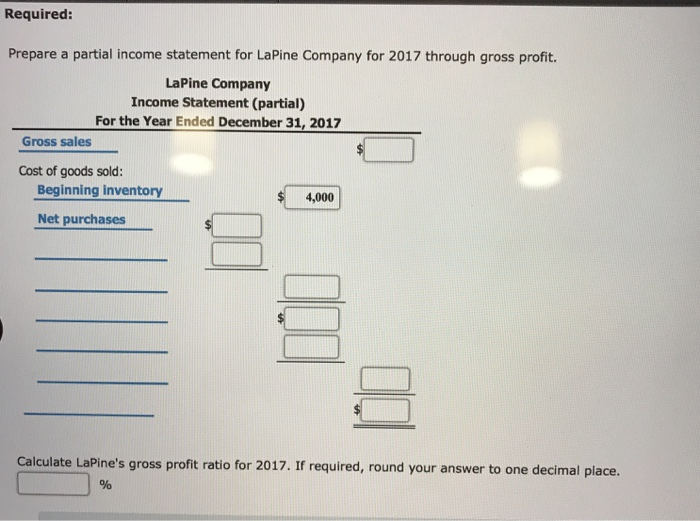 Solved Partial Income Statement-Periodic System LaPine | Chegg.com