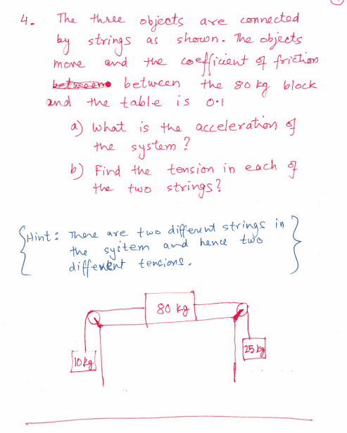 Solved 4. as more and and The three objects are connected by | Chegg.com
