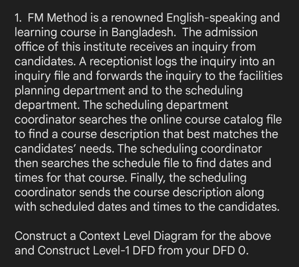 Solved 1. FM Method is a renowned English-speaking and | Chegg.com