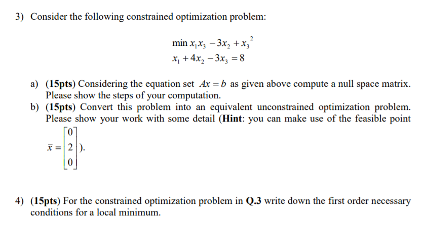 3) Consider the following constrained optimization | Chegg.com