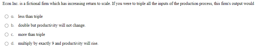 Solved Econ Inc. is a fictional firm which has increasing | Chegg.com