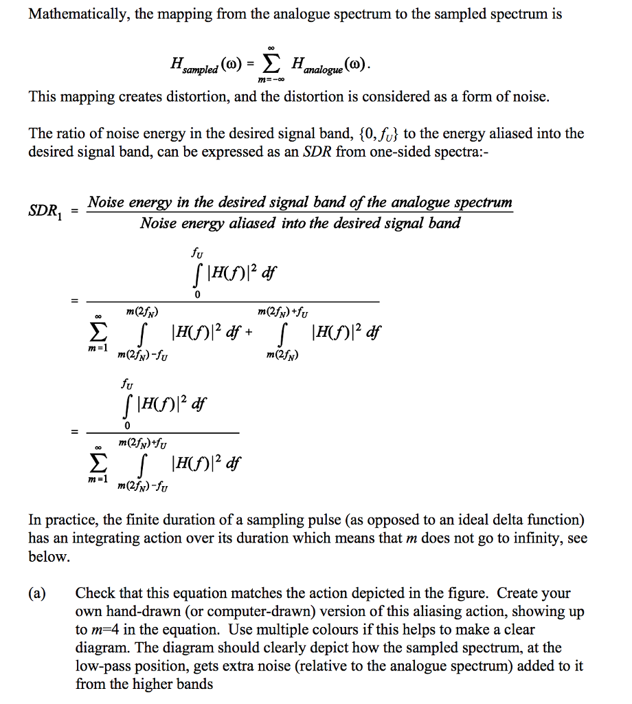 1. Aliasing filters to reduce the aliasing noise in a | Chegg.com