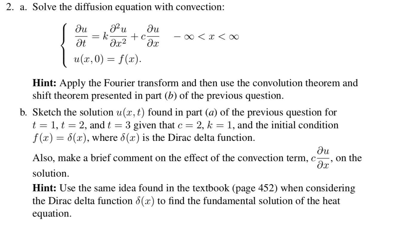 2. a. Solve the diffusion equation with convection: u | Chegg.com