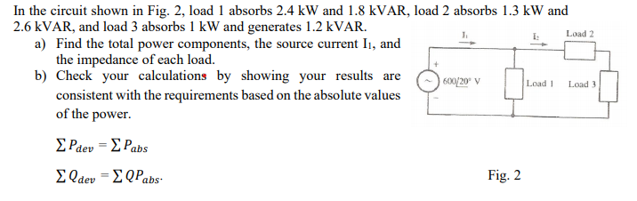Solved 1: Load 2 Load 1 Load 3 In the circuit shown in Fig. | Chegg.com