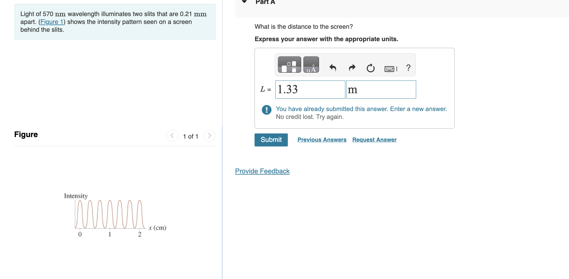 Solved Light of 570 nm wavelength illuminates two slits that | Chegg.com