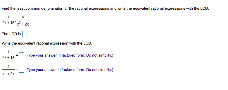 Solved Find The Least Common Denominator For The Rational