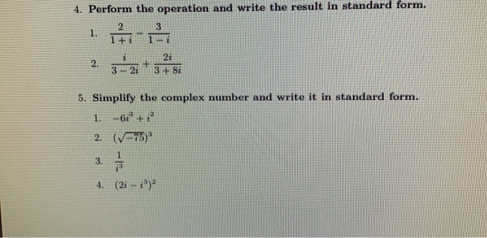 Solved 4 Perform The Operation And Write The Result In