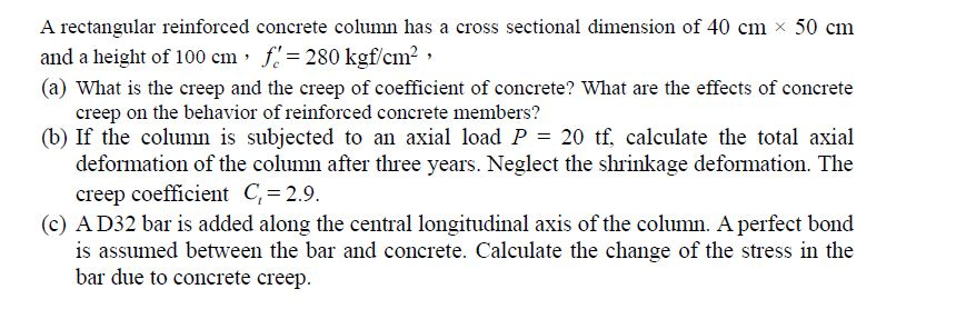 Solved A rectangular reinforced concrete column has a cross | Chegg.com