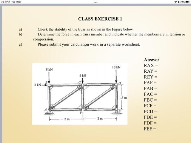 Solved a) Check the stability of the truss as shown in the | Chegg.com