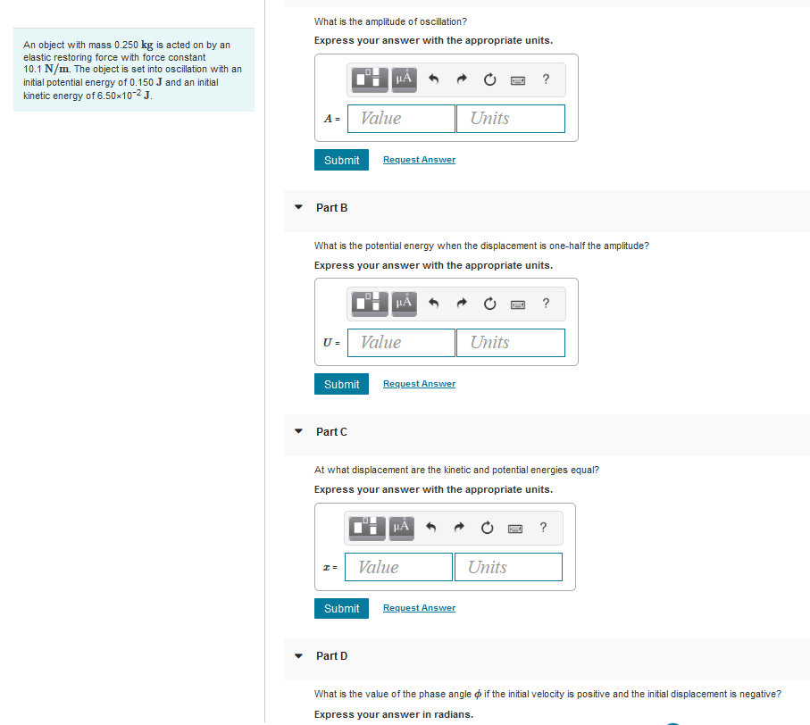 Solved What is the amplitude of oscillation? An object with | Chegg.com