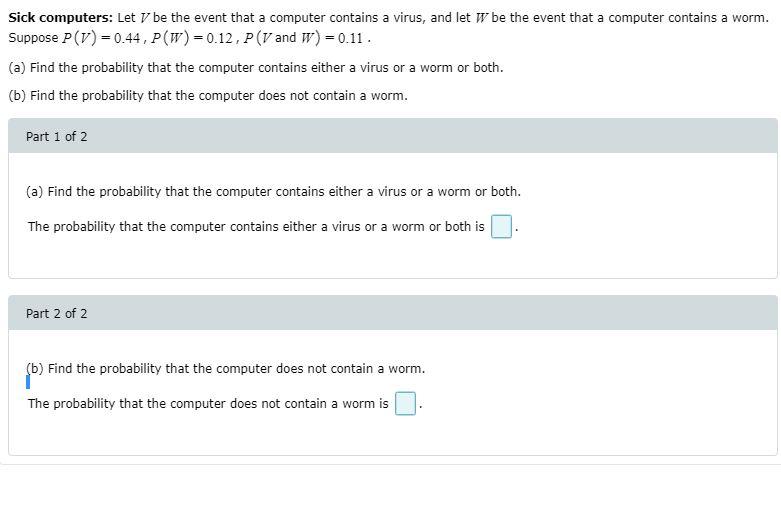 Solved Sick computers: Let y be the event that a computer | Chegg.com